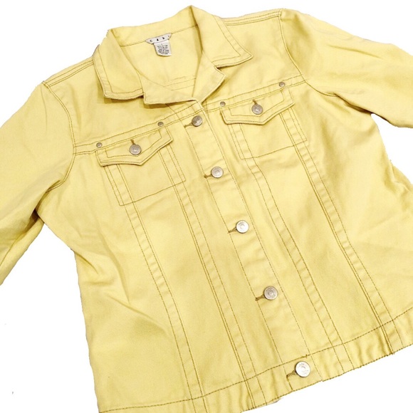 CAbi | Jackets & Coats | Cabi Trucker Western Yellow Denim Jacket M ...